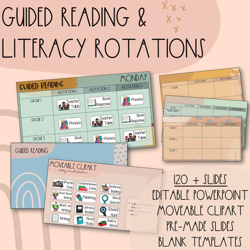 Boho Vibes Guided Reading & Literacy Rotations PowerPoint | EDITABLE ...