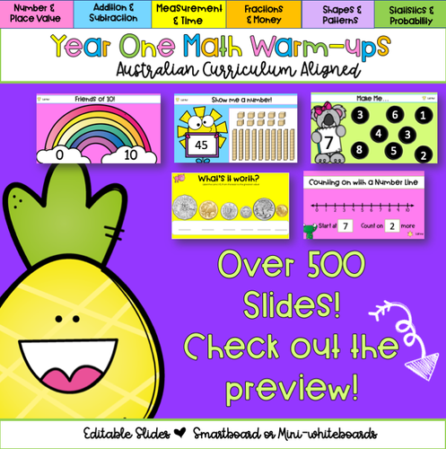 Editable Year One Australian Curriculum Aligned Math Warm-ups & Daily ...
