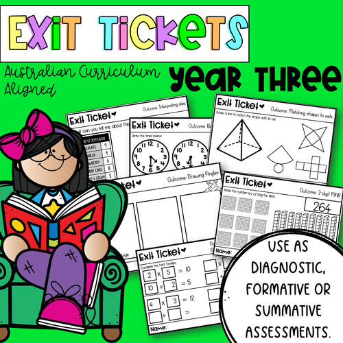 Year Three Math Exit Tickets - Australian Curriculum Aligned | Mrs ...
