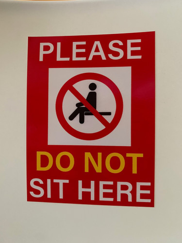 Do Not Sit Here Sticker - Red Warning Decal | affordablesignscomau