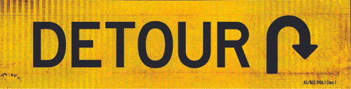 Detour U Turn Sign 1200X300Mm Class 1 Reflective Sign ...
