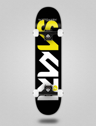 Sakari Logo yellow white skate complete | glutierskateboards