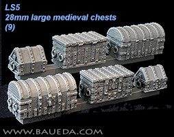 28mm large medieval chests and strongbox (9 pcs.) | model-army.com