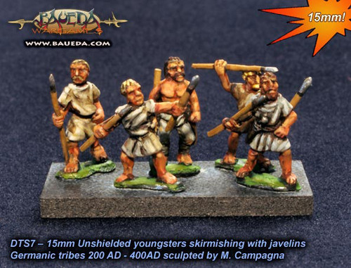 15mm Germanic Unshielded Skirmishers with javelins /Heruli Slaves DTS7 ...