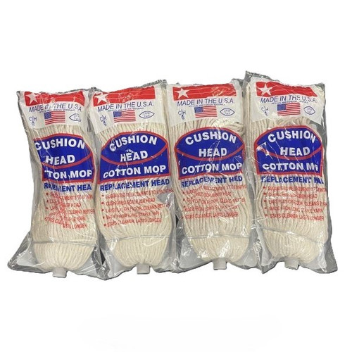 4 Pack Cotton Mop Replacement Heads | JW Manufacturing