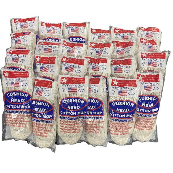 24 Pack Cotton Mop Replacement Heads | JW Manufacturing