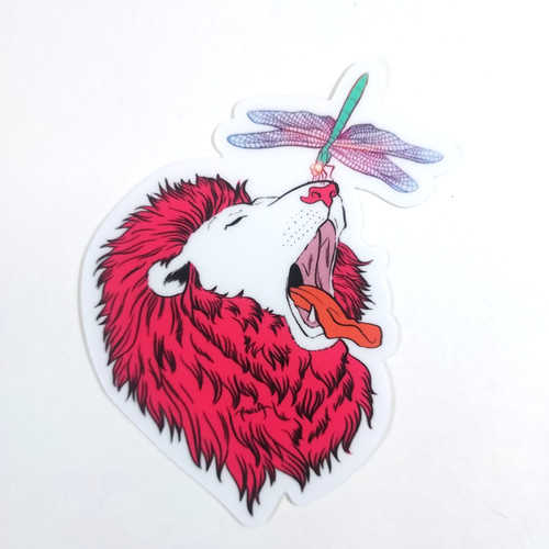 Yawning Lion Sticker | Art of Angela