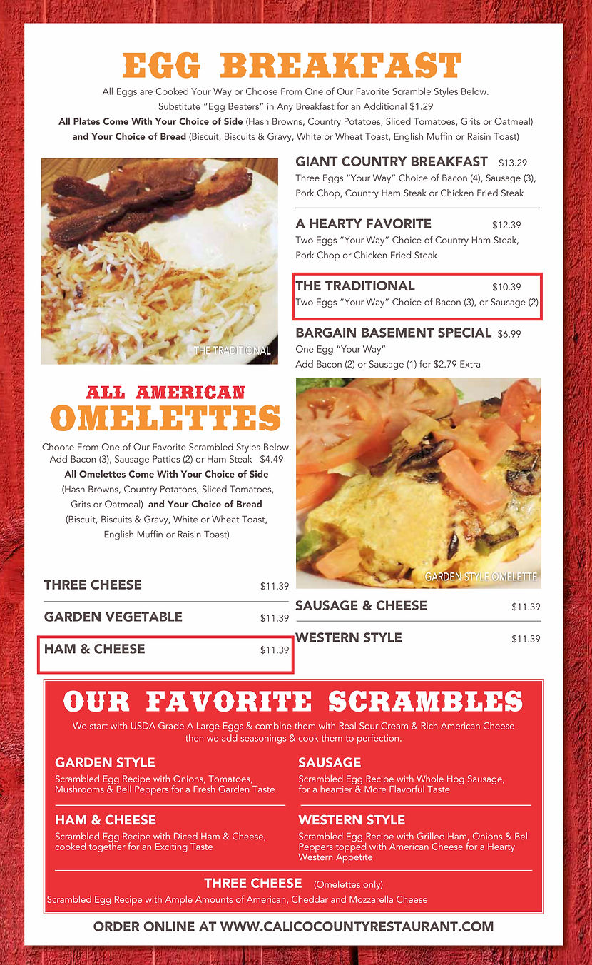 MENU | Calico County Restaurant