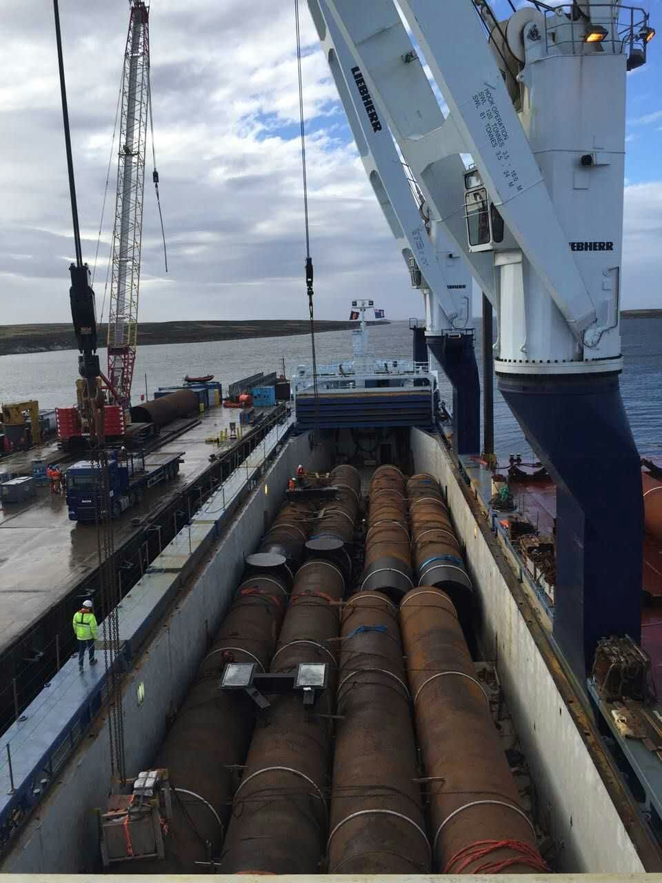 Mare Harbour Dolphin Pipes- Falklands | ESC Steel Structures