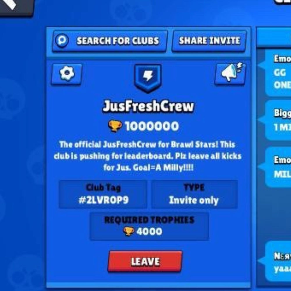 The JusFreshCrew Hits One Million Trophies In Brawl Stars!