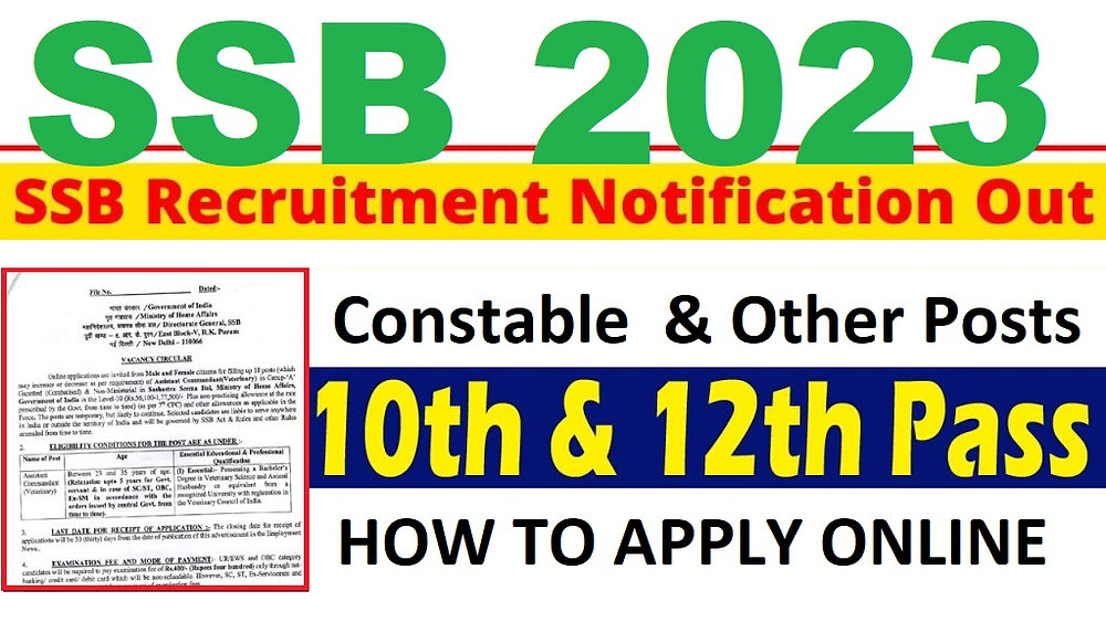 SSB Constable Recruitment 2023 | 543 Vacancy | Govt Jobs Latest News
