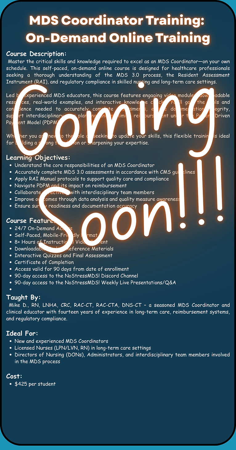 Training | No Stress MDS!