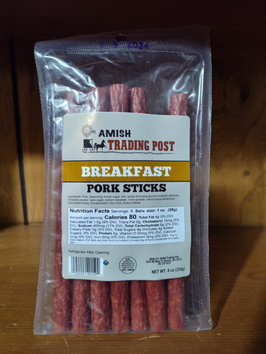 Meat Snack Sticks Breakfast Pork Sticks 8oz | The Amish Trading Post