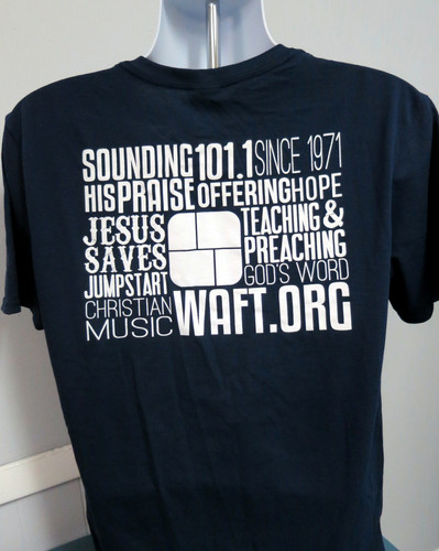 WAFT logo shirt - Word design Navy | waft-radio