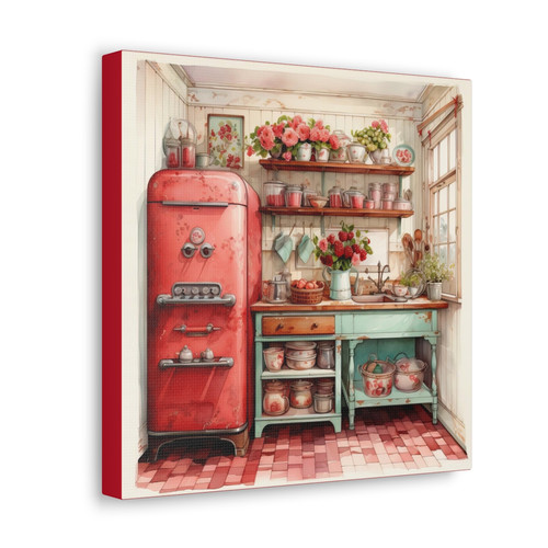 Retro Red Kitchen Art Retro Farmhouse Art Canvas Nostalgic Wall Hanging ...