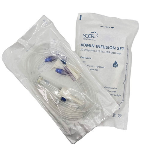 I.V. Admin Set, 20 drops/ml, 2 needle free ports, 112" (200 units/case ...