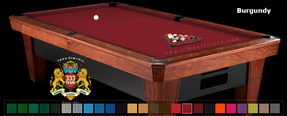 Simonis Cloth Color Chart | Pool Table Movers In Maine | Professional ...