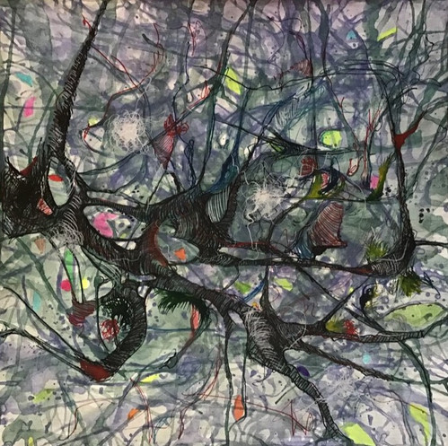 Neurographic Trees I(Original Art on Paper) at Art Mira Fine Arts Gallery