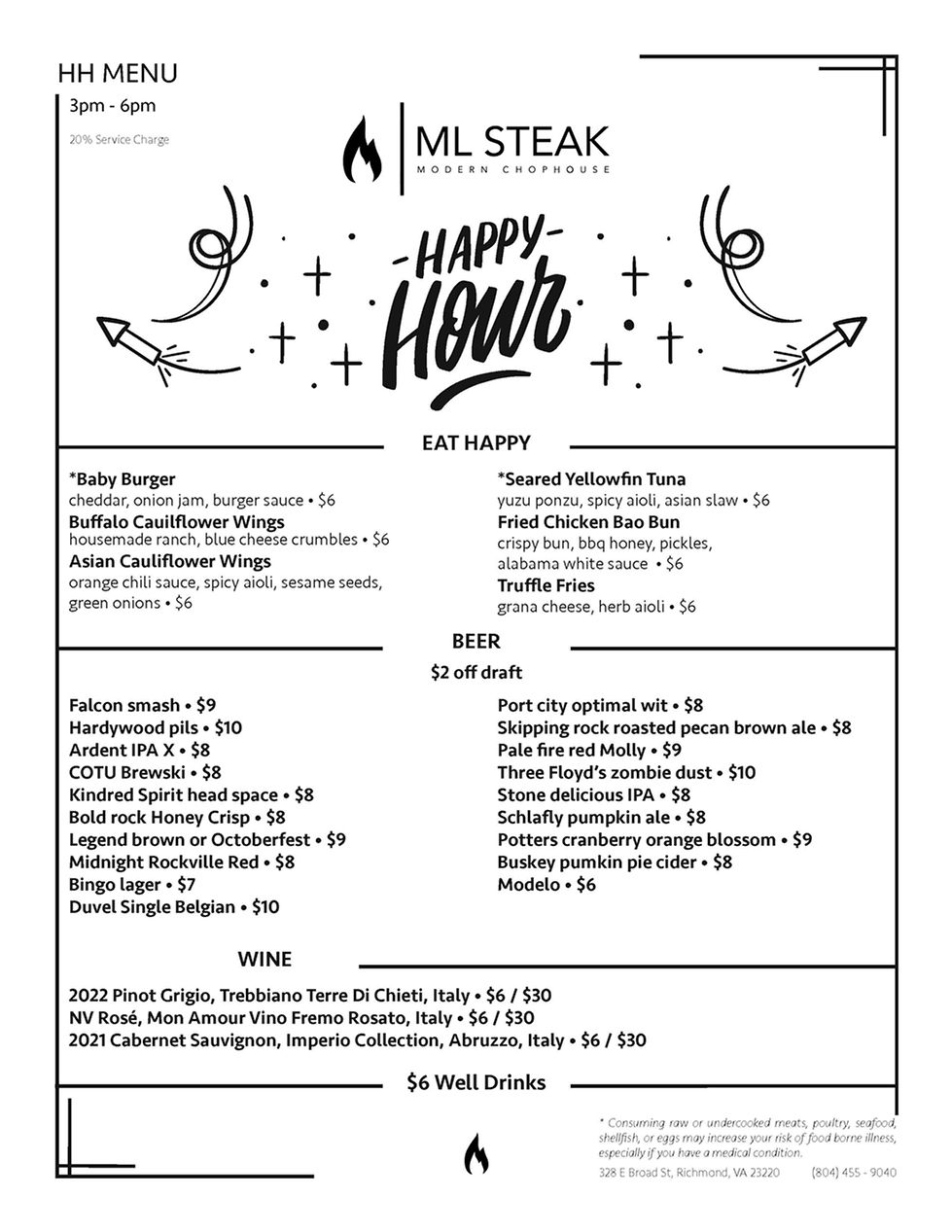 Menu | ML Steak | Richmond