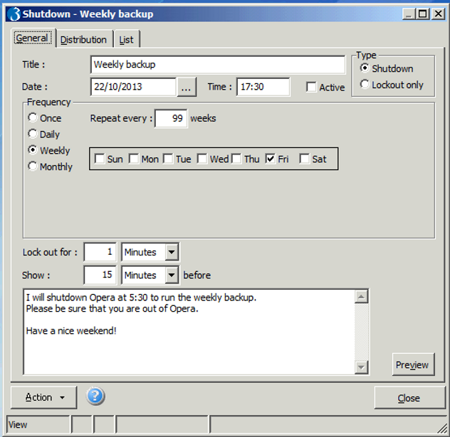 Shutdowns and Lockouts in Opera 3