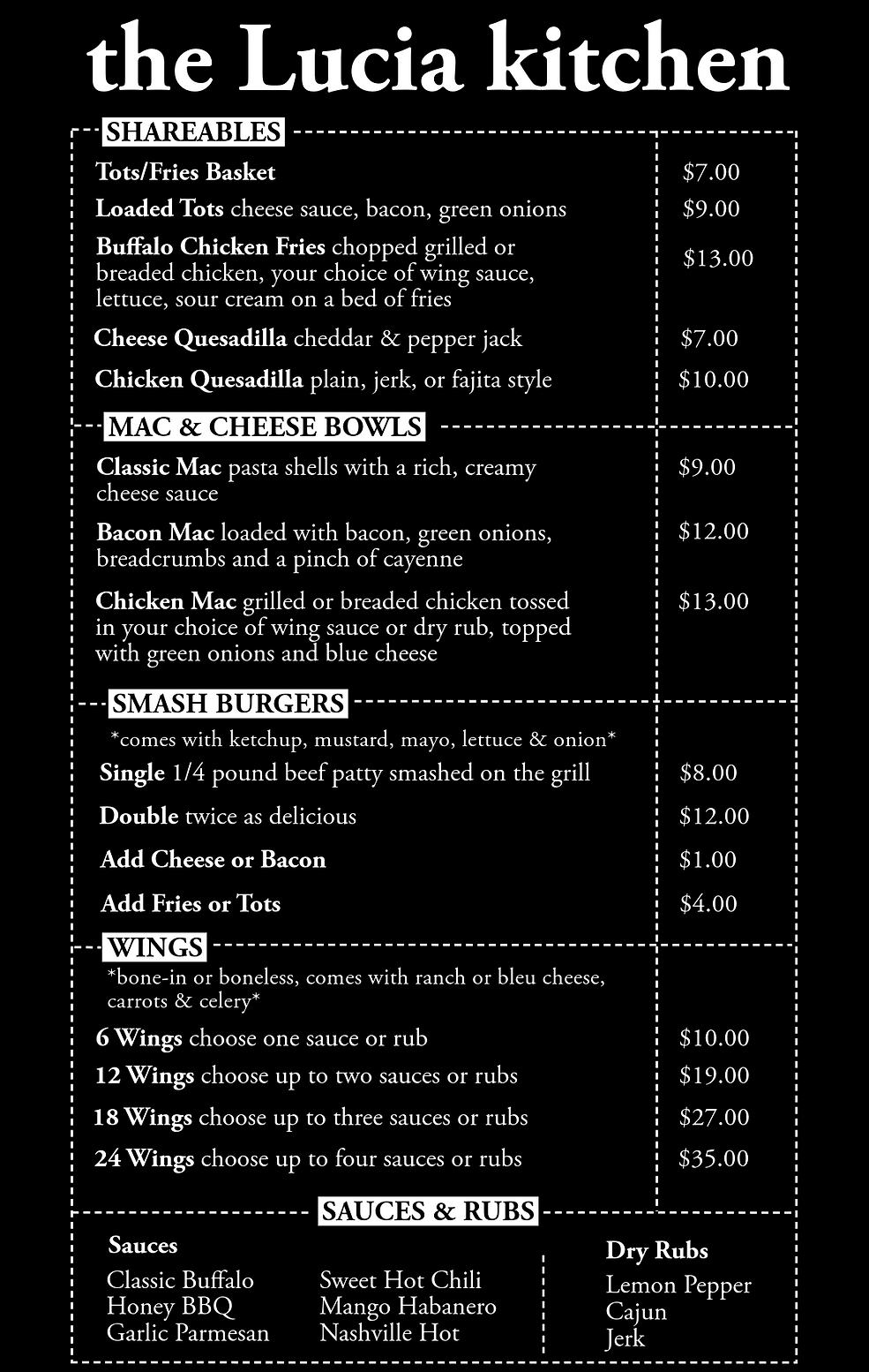 Menus | lucia