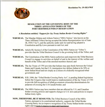 Tribal Border Crossing Parity Act | JTBA