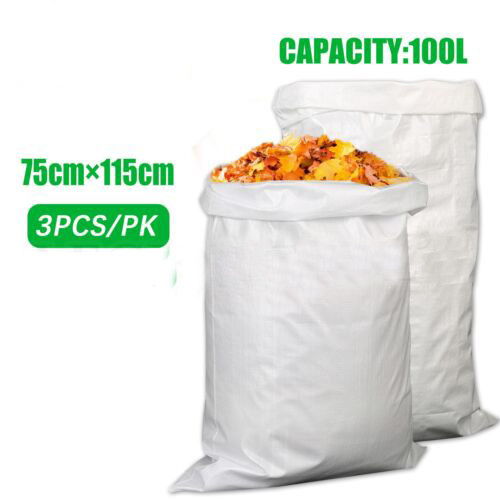 Garden Waste Bag Large White PP Recycling Bale Rubbish Bag 3PCS 100L ...