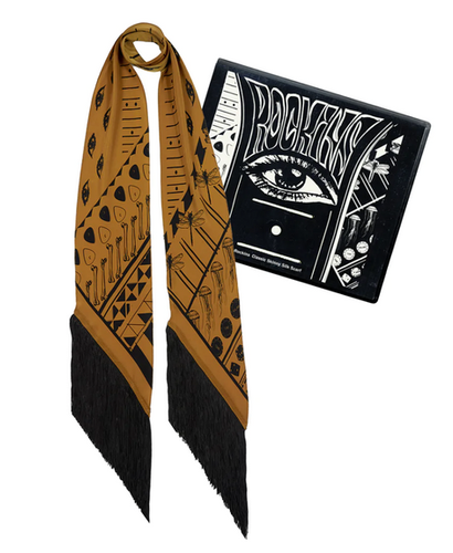 The Rockins Gold Classic Skinny Fringed Scarf | Rockins