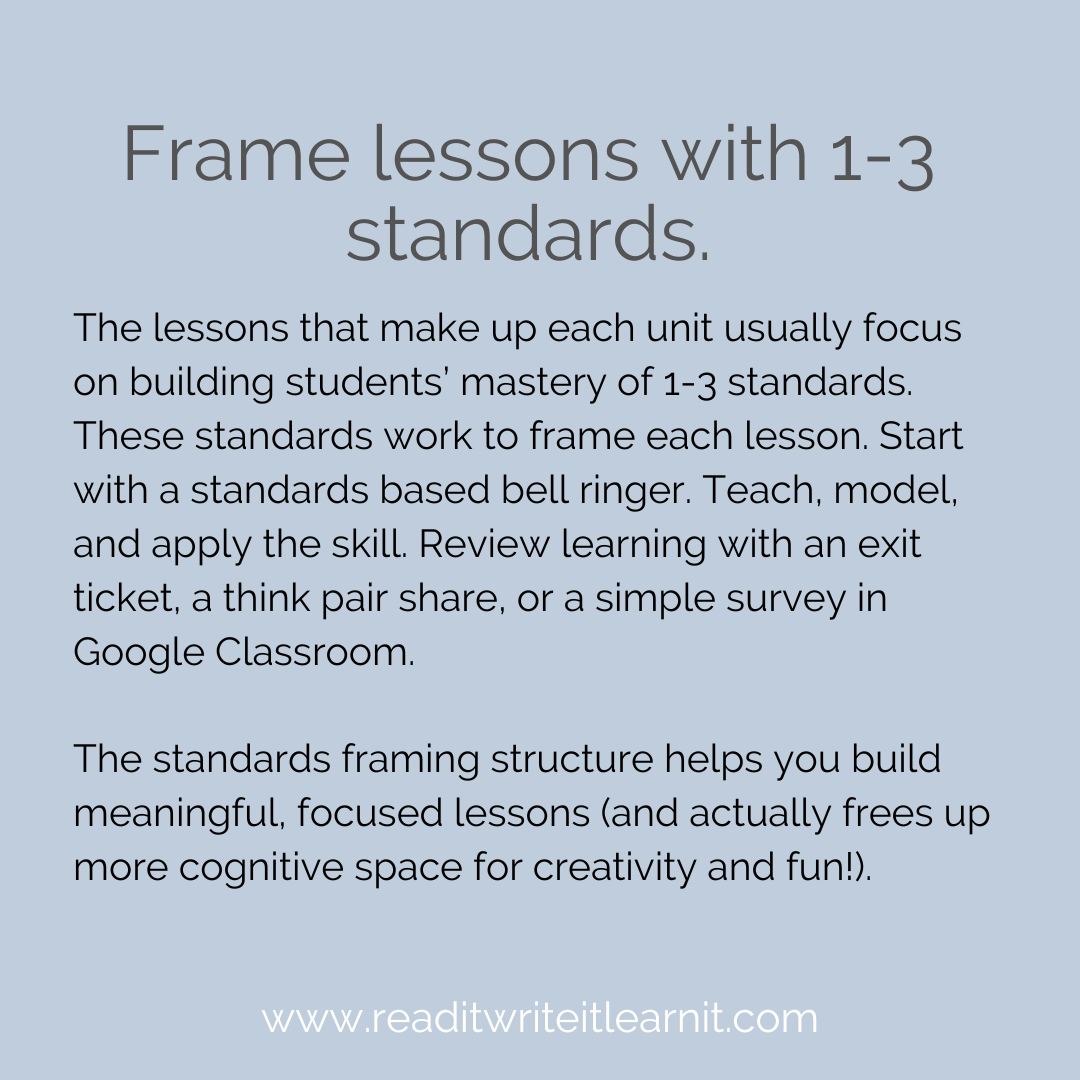Standards Based Lesson Framing