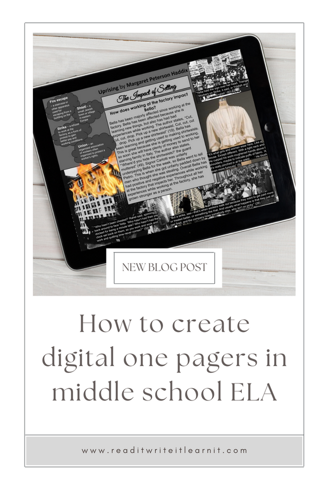 How to Create Digital One Pagers in the Middle School ELA Classroom