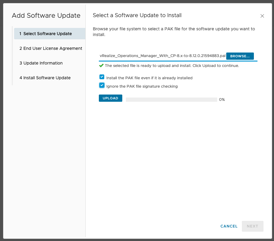 Upgrade VMware Aria Operations 8.10 to 8.12 via the Admin Console