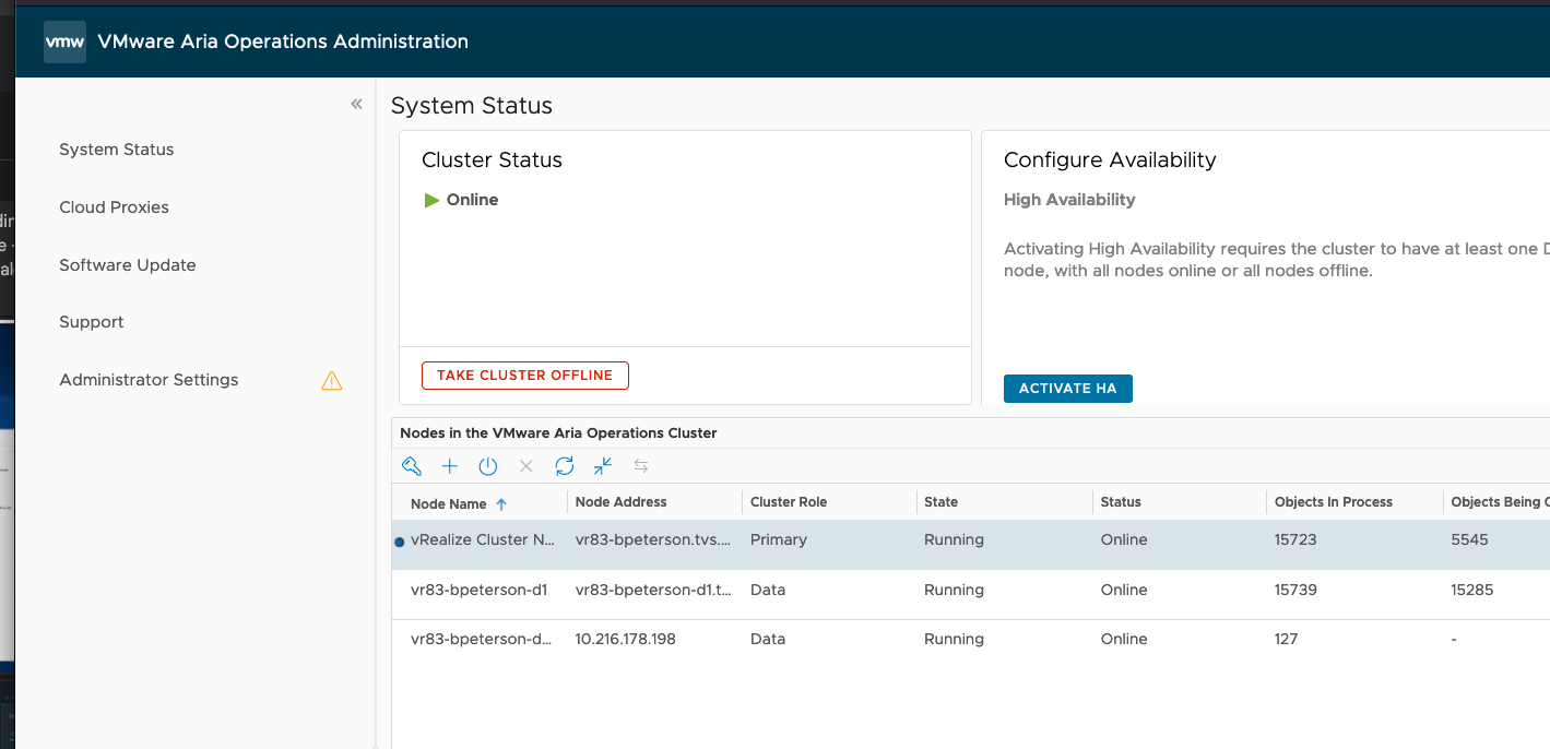 Enable HA on Aria Operations