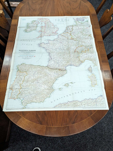 1950's Gilbert Grosvenor Map Of Western Europe | Timeless Interiors