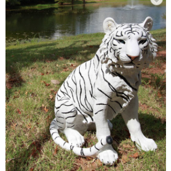 52cm Sitting White Tiger Statue – Realistic Polyresin Animal Decor ...