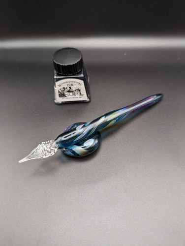 Stormy Night Sky Calligraphy Pen, Handmade Glass Dip Pen | AshmoreArtGlass
