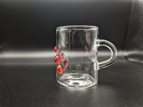 Glass Espresso Cup with Red Spots, handmade blown glass | AshmoreArtGlass