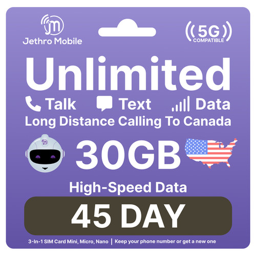 Buy USA Sim Card Prepaid Travel Plan (45 Days) | Jethro Shop