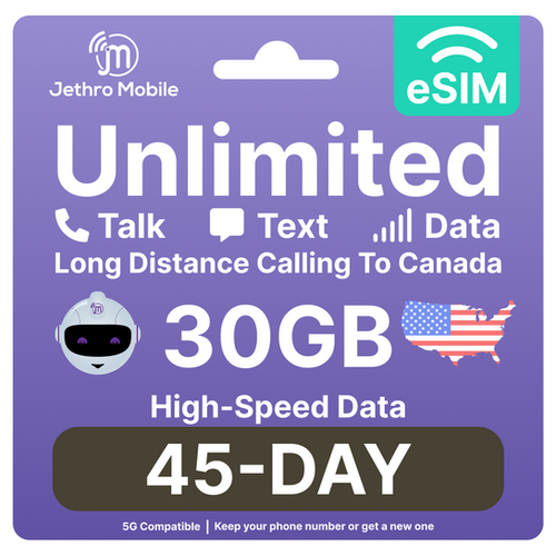 eSIM USA Travel | 45 Days | Jethro Shop USA