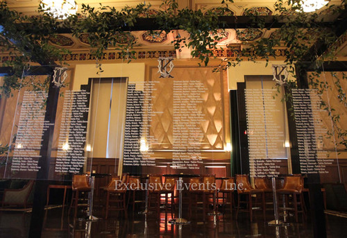 Hanging Plexiglass Seating Chart | Exclusive Events Inc