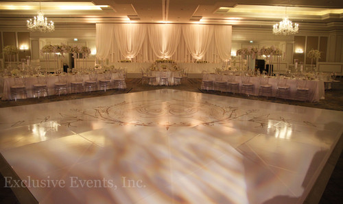 White Dance Floor with Circular Monogram | Exclusive Events Inc