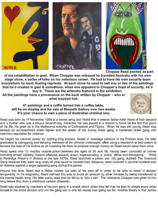Mark ‘Chopper’ Read Art Exhibition