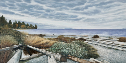 “Qualicum Quietude” 24”x48” original oil painting | SarahBoileauArtwork