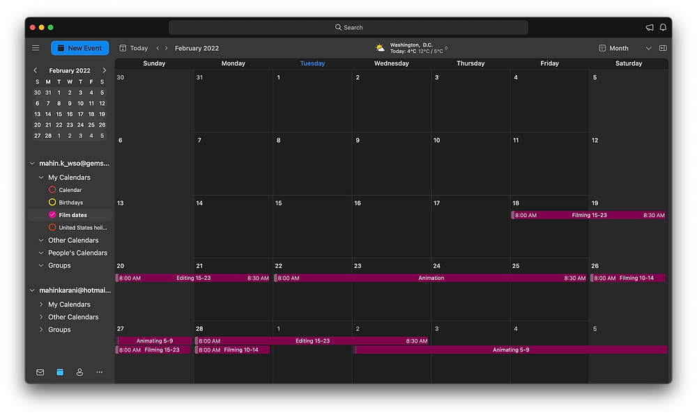 Production Calendar