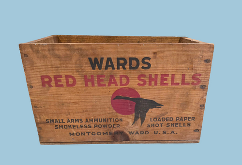 Wards Red Head 12 Gauge Wooden Shot Shell Box | Wye River Antiques