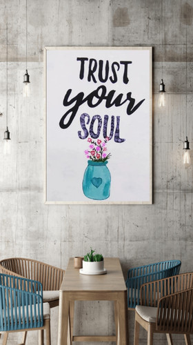 "Trust Your Soul" Calligraphy Art: Colorful Inspiration for Your Home