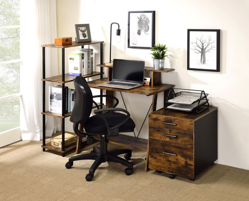 Nypho Writing Desk, Weathered Oak & Black Finish 92730 | 83.21 ...