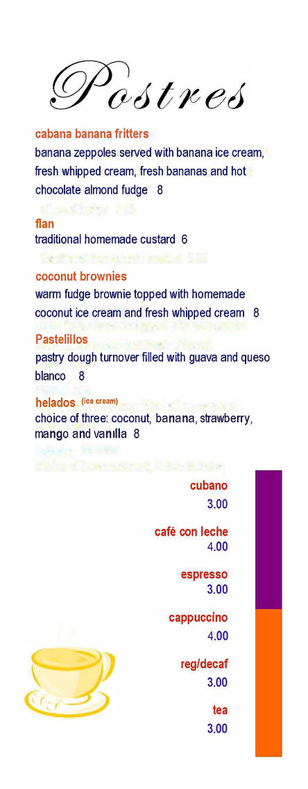 Dessert Menu | Cabana Restaurant & Bar | United States