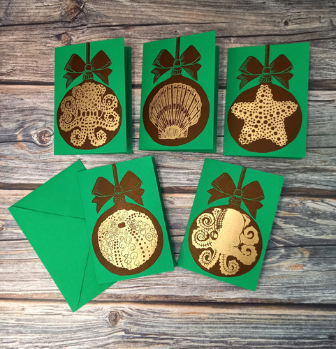 5 pack Sea Themed Christmas cards | Submerge Art