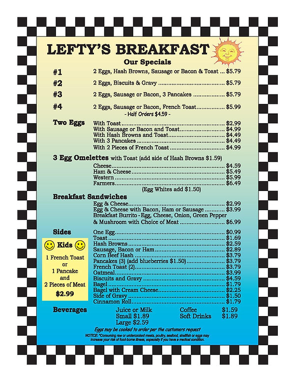 OUR MENU | leftys
