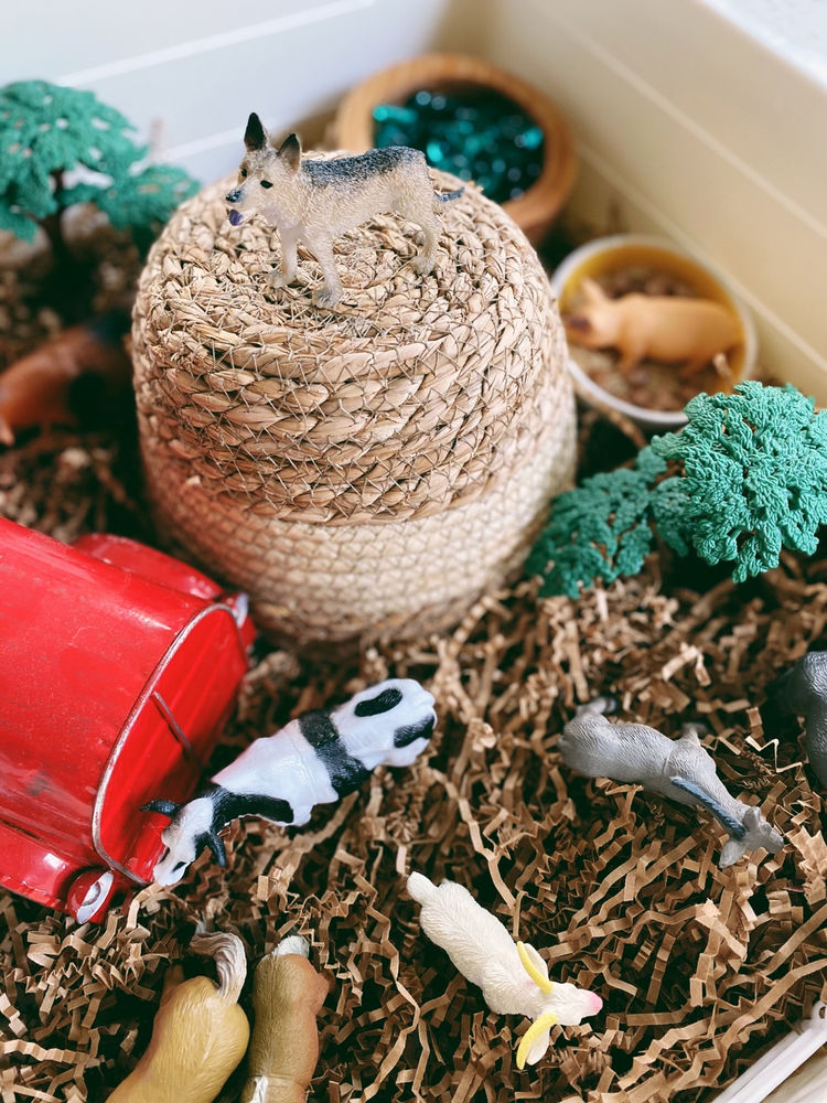 Farm Animals Small World Play + Matching Game